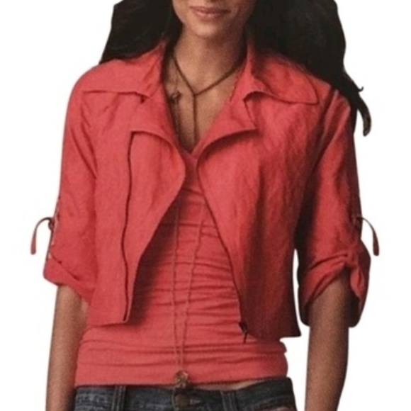CAbi | Jackets & Coats | Cabi Scooter Moto Coral Crop Jacket | Poshmark